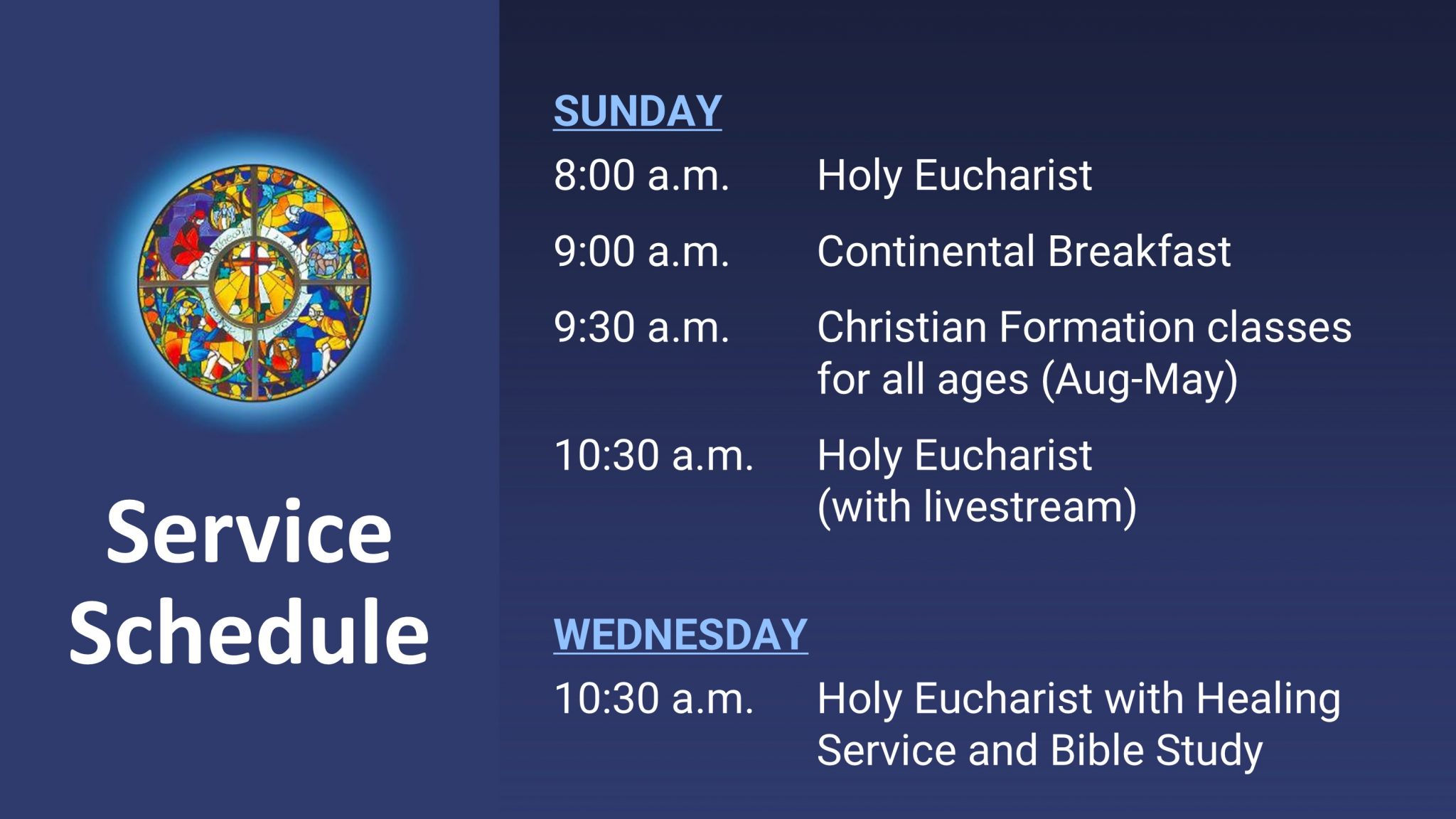 SERVICE SCHEDULE - St. Matthew's Episcopal Church